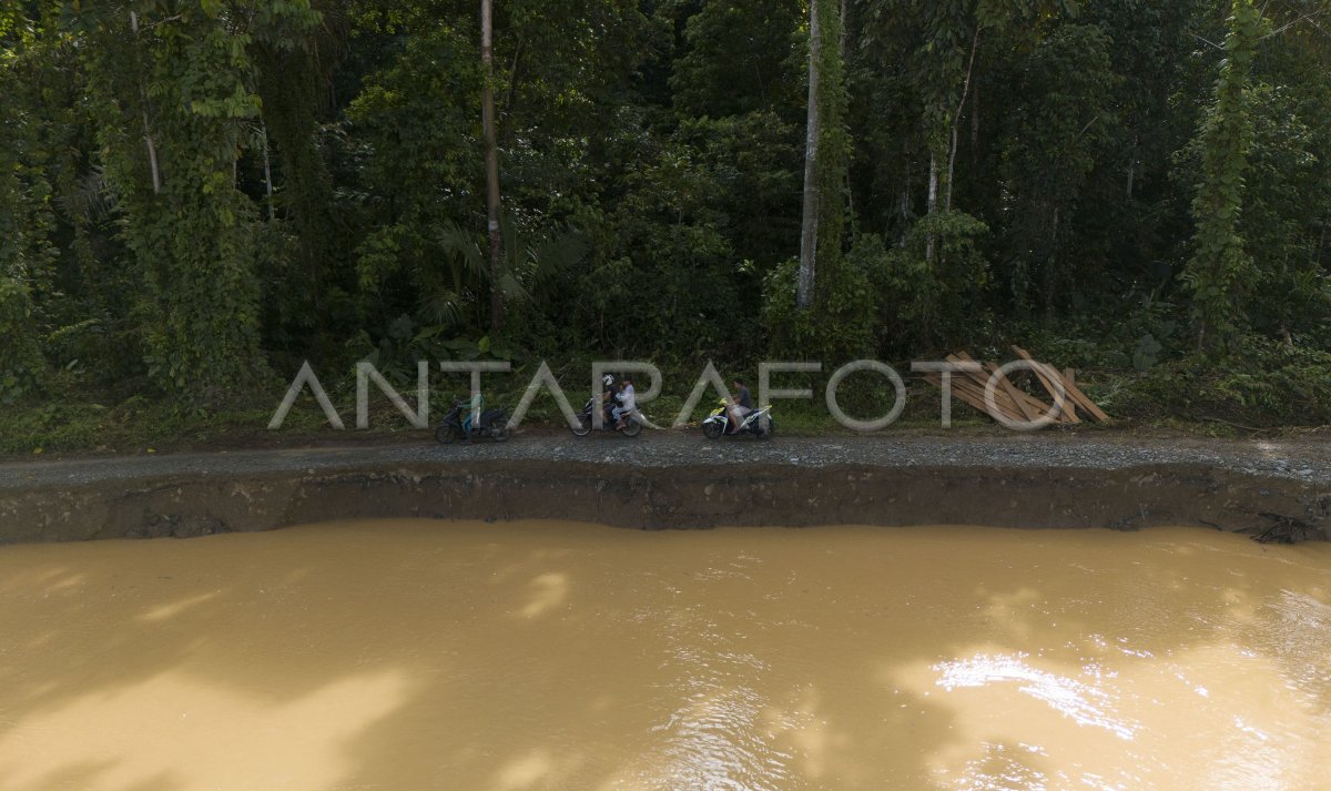 Jalan penghubung antar desa amblas di pulau bacan | ANTARA Foto
