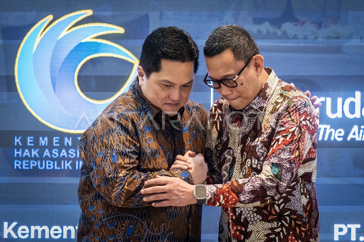 Kerjasama Kementerian P2MI dengan Kementerian HAM dan BUMN | ANTARA Foto