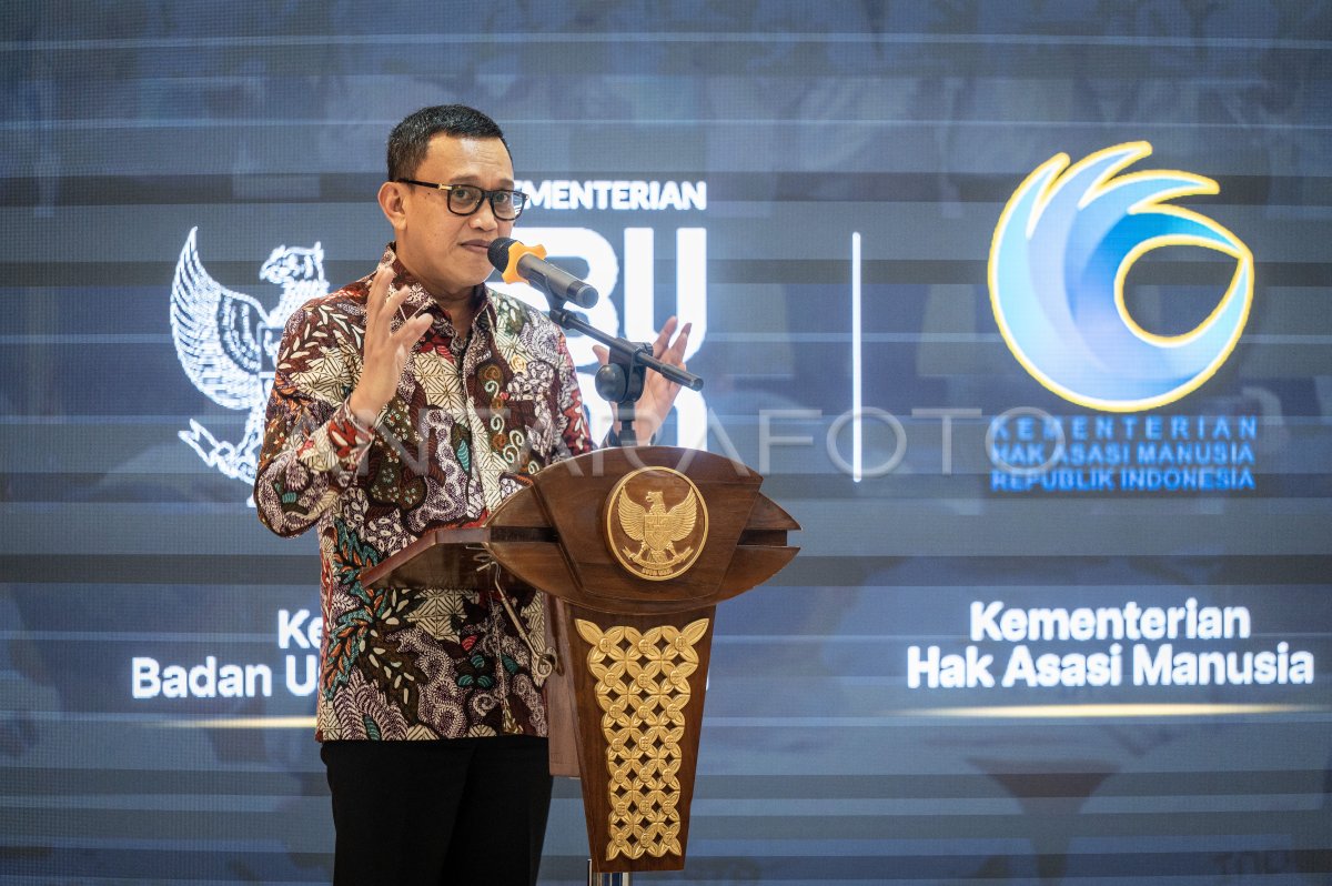 Kerjasama Kementerian P2MI dengan Kementerian HAM dan BUMN | ANTARA Foto