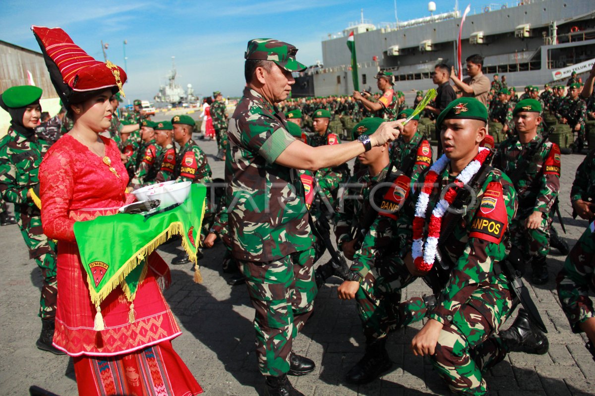 Penyambutan Satgas Pamtas RI-PNG di Medan | ANTARA Foto