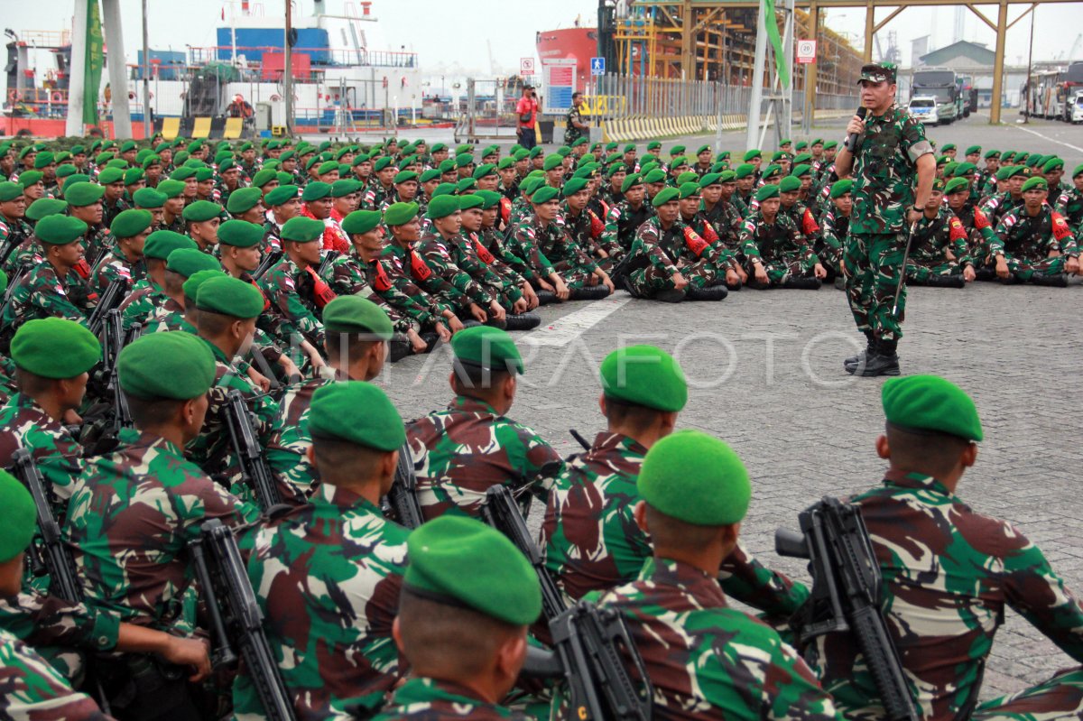 Penyambutan Satgas Pamtas RI-PNG di Medan | ANTARA Foto