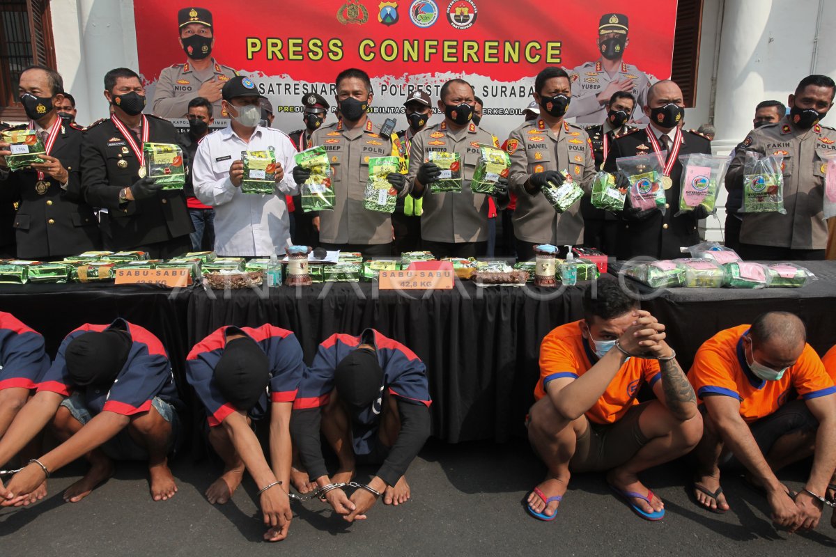 RILIS KASUS PEREDARAN NARKOBA DI SURABAYA | ANTARA Foto