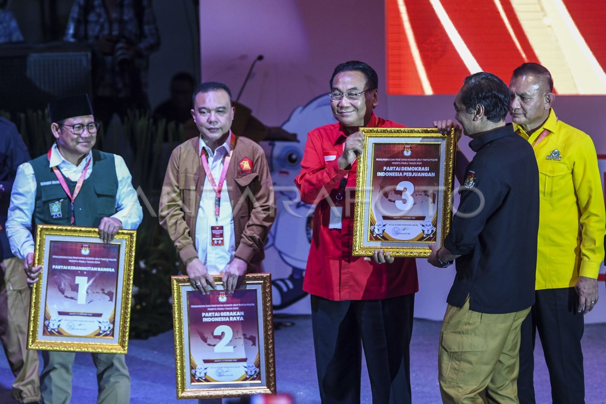 NOMOR URUT PARTAI POLITIK PESERTA PEMILU 2024 | ANTARA Foto NOMOR URUT PARTAI POLITIK PESERTA PEMILU 2024 | ANTARA Foto