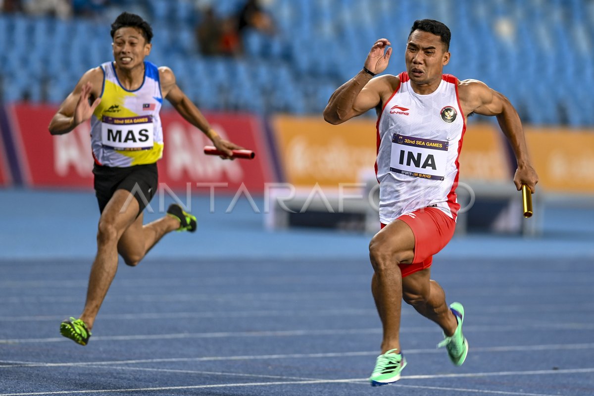 Tim estafet putra Indonesia raih medali emas SEA Games | ANTARA Foto