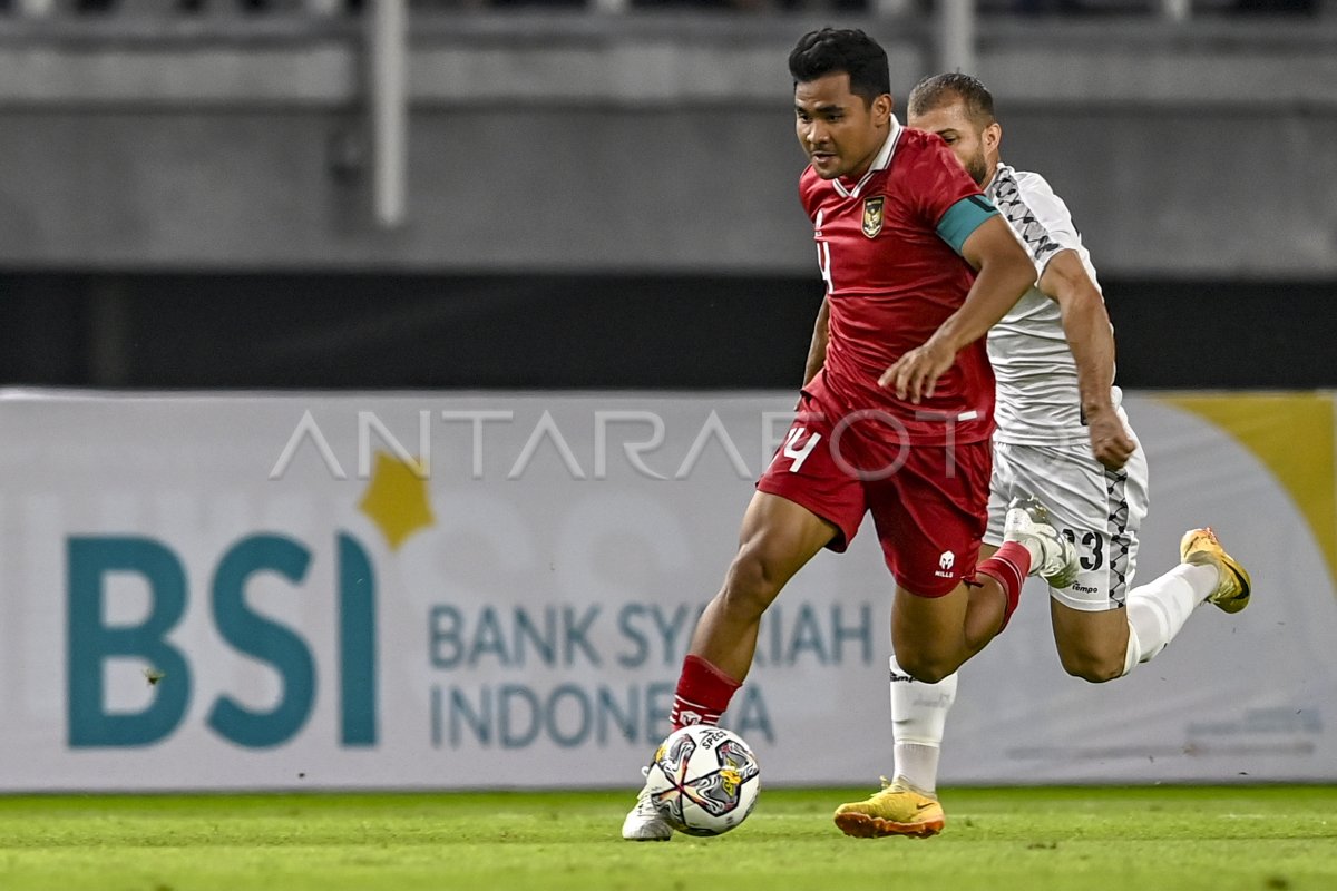 Pertandingan FIFA Matchday Timnas Indonesia lawan Timnas Palestina | ANTARA Foto