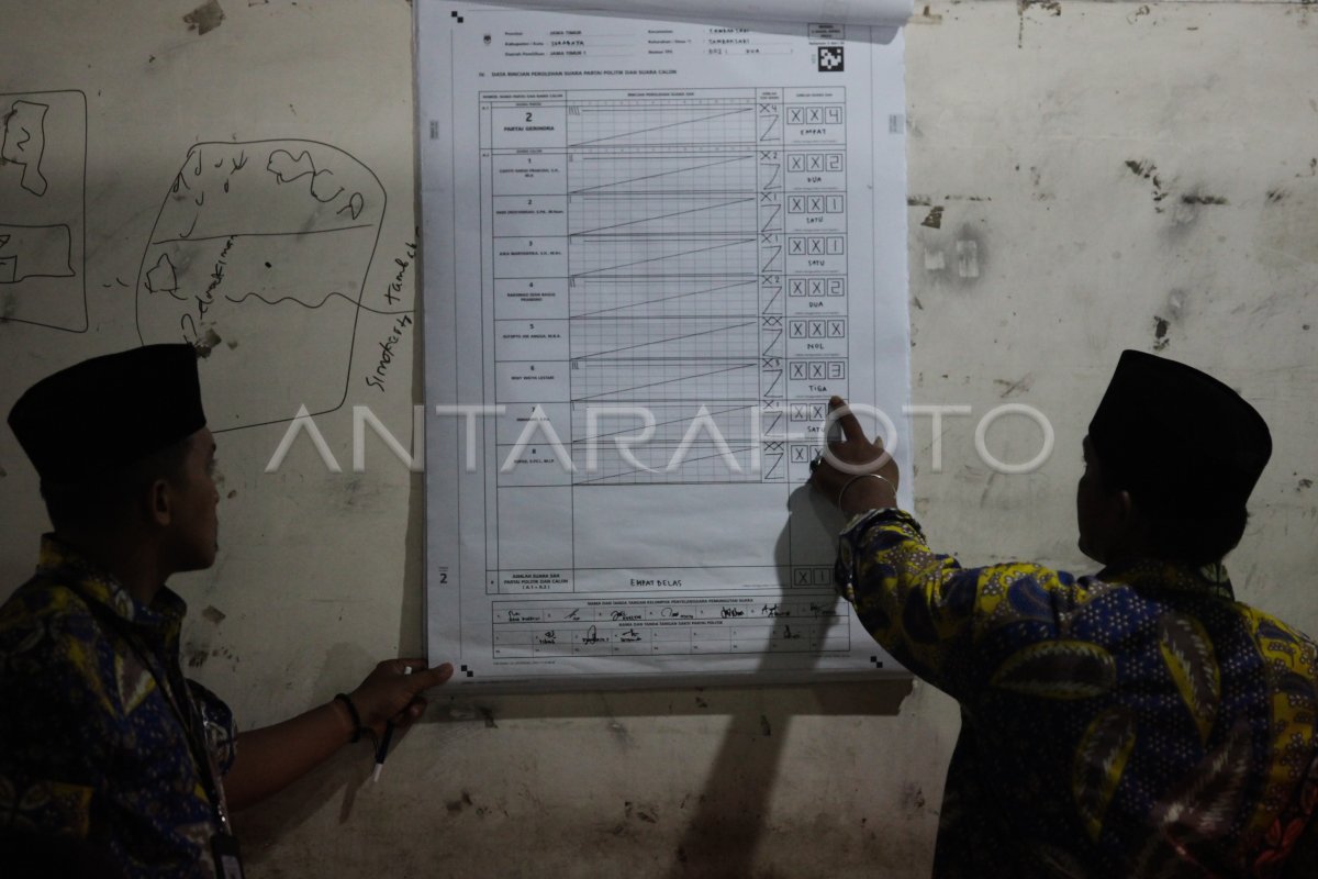 Rekapitulasi hasil penghitungan suara di PPK Tambaksari Surabaya | ANTARA Foto
