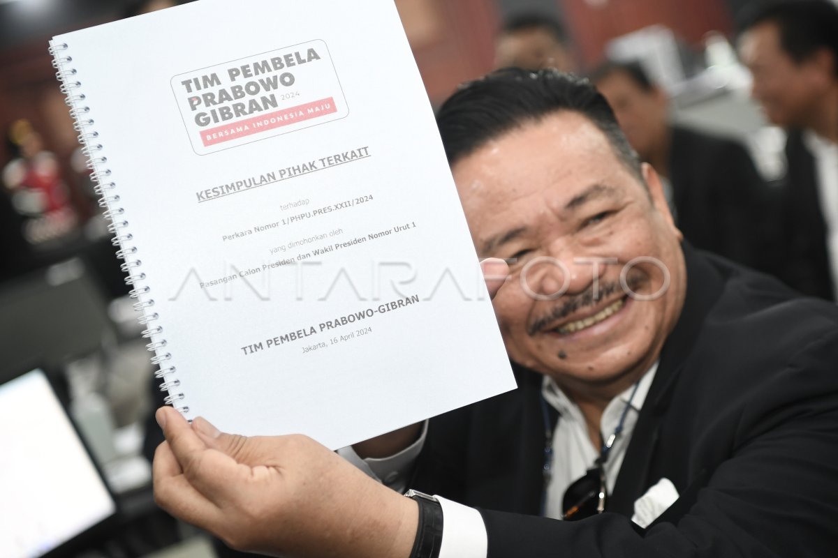 Tim Pembela Prabowo-Gibran serahkan kesimpulan sidang PHPU | ANTARA Foto Tim Pembela Prabowo-Gibran serahkan kesimpulan sidang PHPU | ANTARA Foto