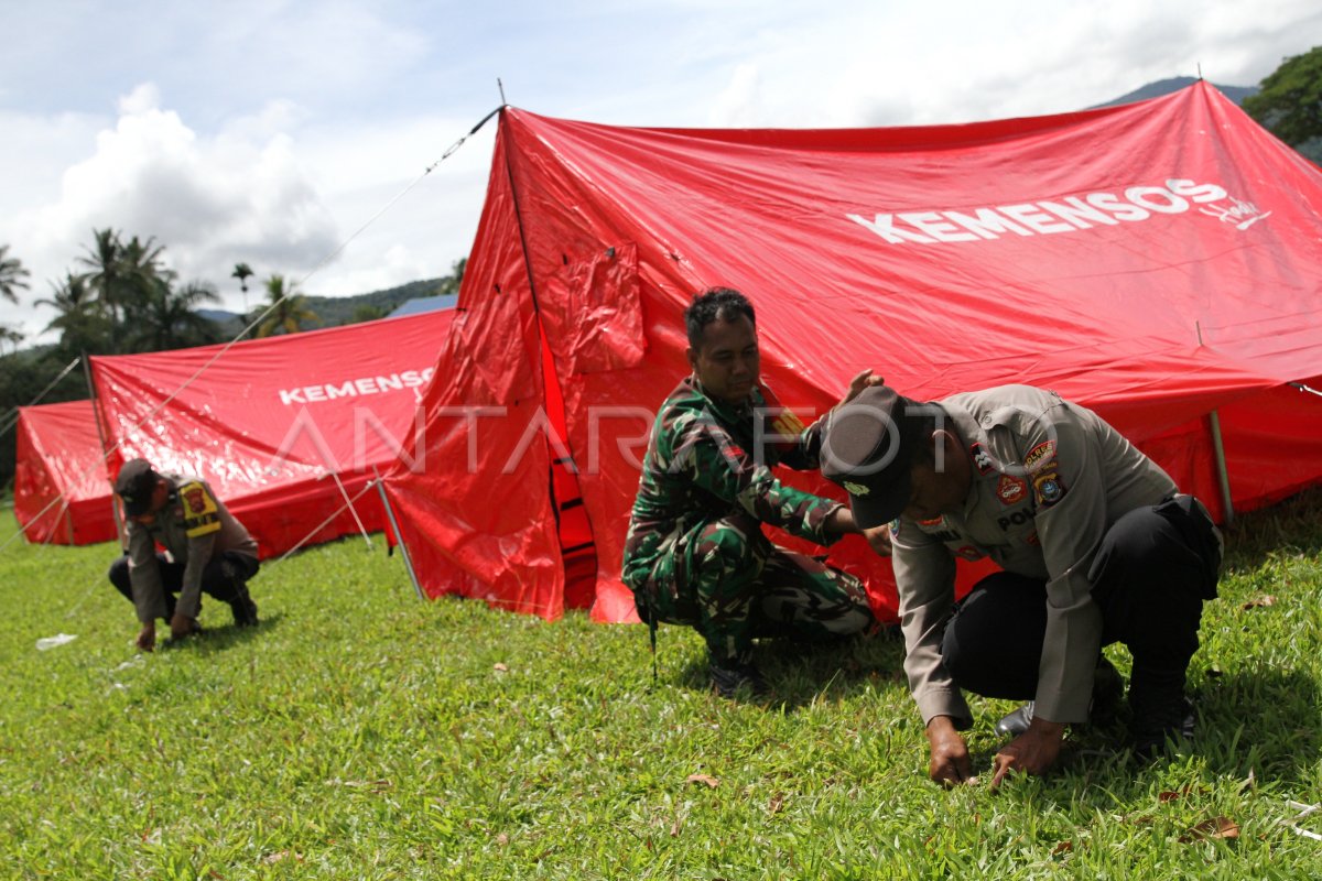 Kemensos dirikan tenda untuk warga terdampak gempa | ANTARA Foto