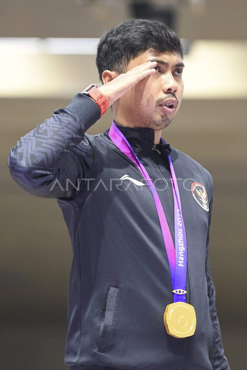 Medali emas pertama Indonesia di Asian Games 2022 | ANTARA Foto
