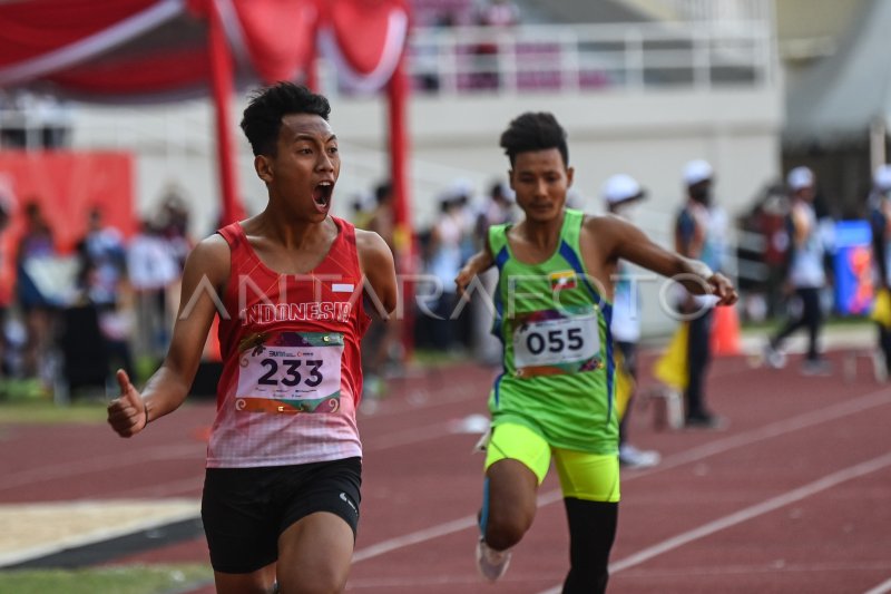MEDALI EMAS LARI 100 METER PUTRA APG 2022 | ANTARA Foto