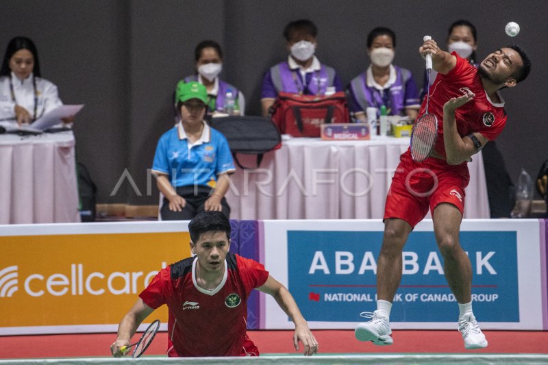 Ganda putra bulu tangkis Indonesia raih emas | ANTARA Foto